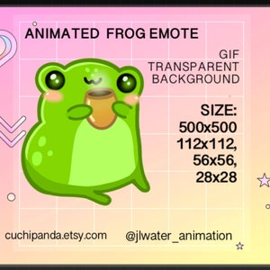 Animated Green Frog Chubby Kawaii Emote Adorable Froggy, Drink Tea ...