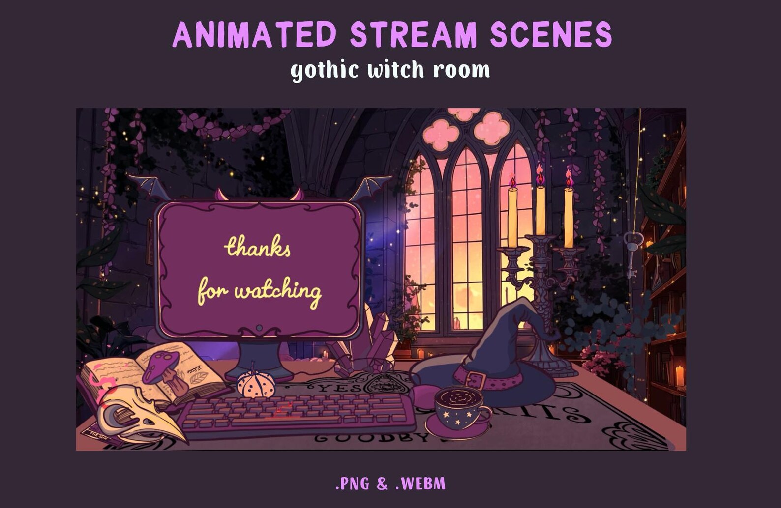 Animated Gothic Witch Stream Screens: Halloween Fantasy Castle (webm ...