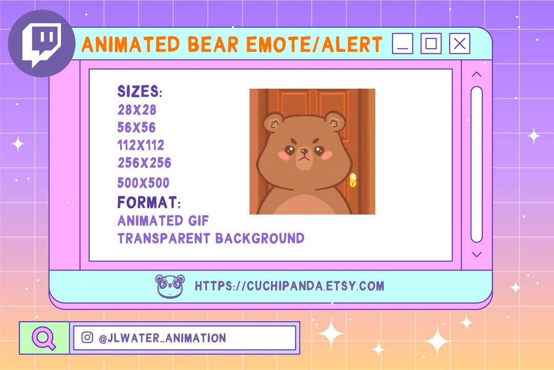Animated Bear Emote, Leave Emote, Go Out Door, Kawaii for Twitch ...
