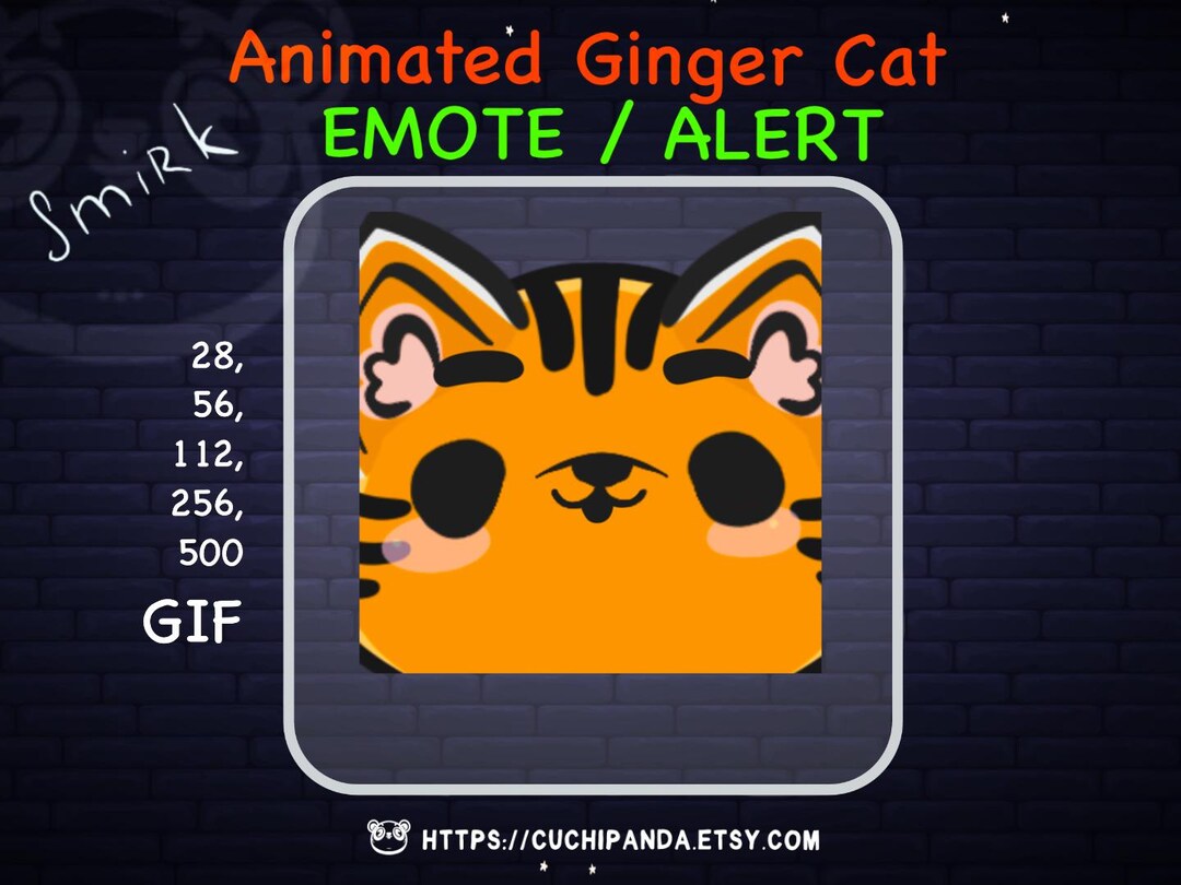 Animated Cat Emote, Ginger Cat Alert, Smirk Emote, Eyebrows - Etsy