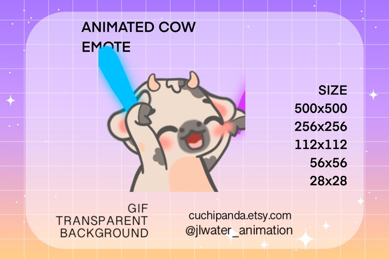 Animated Cow Emote, Alert, Light Stick, Twitch, Discord, Youtube ...