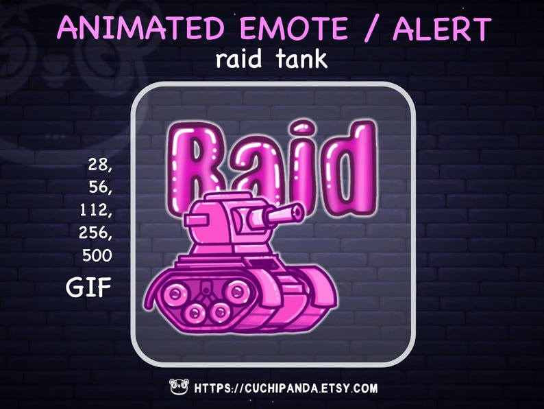 Raid Pink Tank , Animated Emote, Alert, Twitch, Stream - Etsy