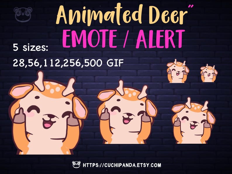 Animated Deer Emote, Middle Finger Emote, Kawaii for Twitch, Discord ...