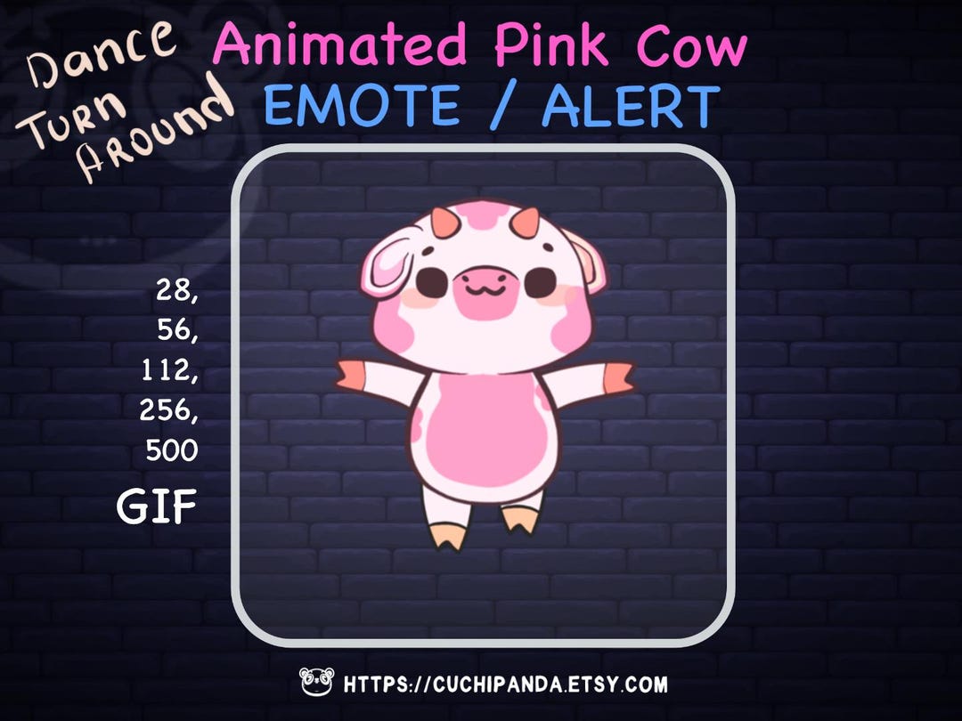 Pink Cow Animated Emote: Twitch, Discord, Youtube (digital Download) - Etsy