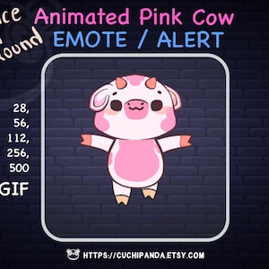 Pink Cow Animated Emote: Twitch, Discord, Youtube (digital Download) - Etsy