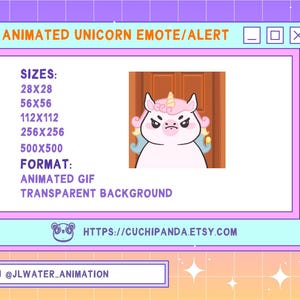 Animated Unicorn Emote, Leave Emote, Go Out Door, Kawaii for Twitch ...