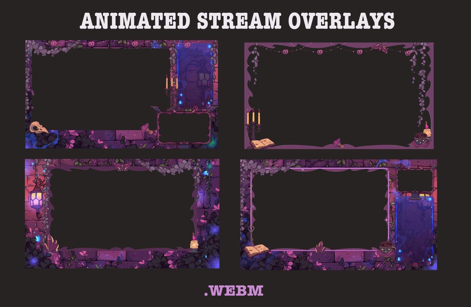 Animated Twitch Stream, Vtuber Overlays, Halloween Spooky Stream, Witch ...