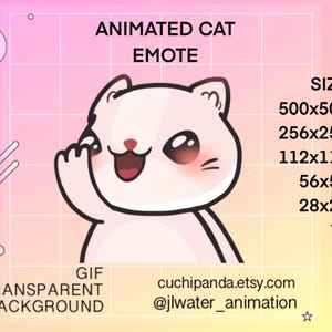 Animated Cat Emote, Waving Hand, Hi, Hello Kawaii for Twitch, Discord ...