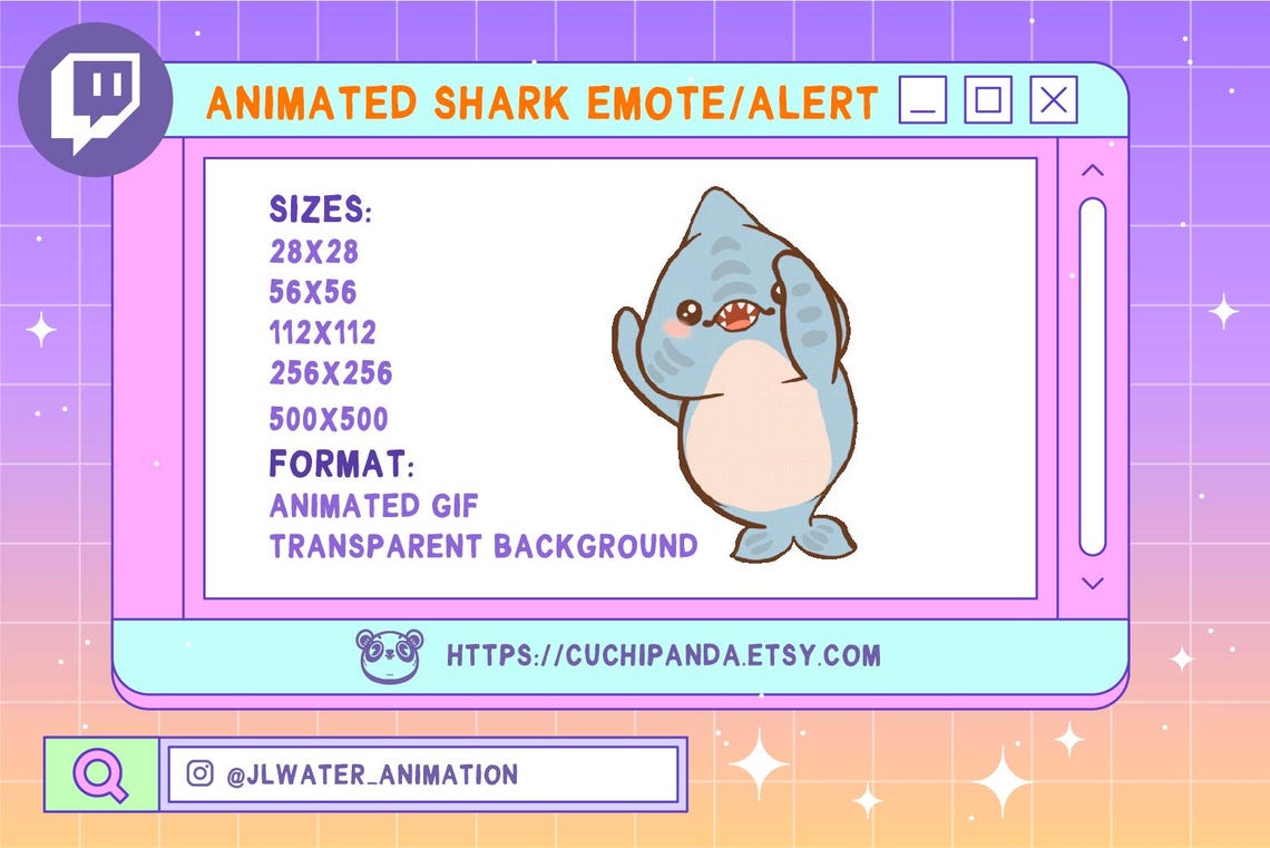 Animated Shark Emote, Alert, Dance Emote, Happy Kawaii for Twitch ...