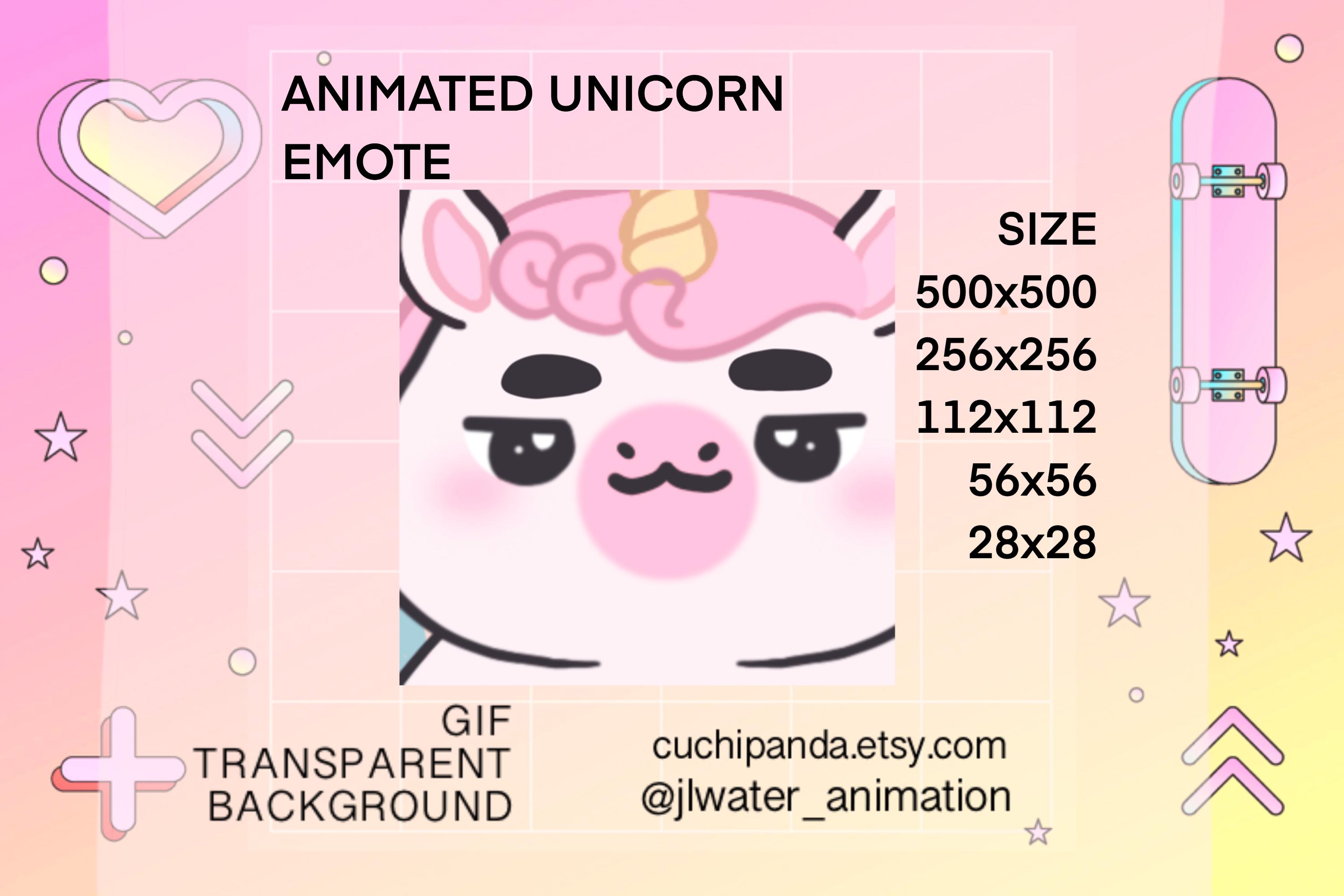 Animated Unicorn Emote, Alert, Smirk Emote, Eyebrows, Funny Kawaii for ...