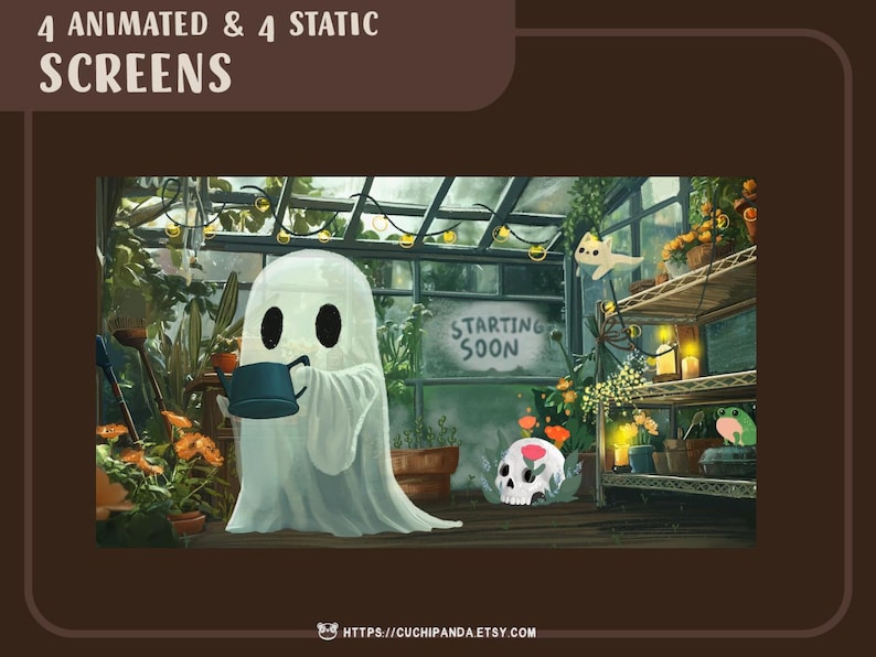 Animated Ghost Twitch Overlay Pack: Kawaii Halloween Stream Assets ...