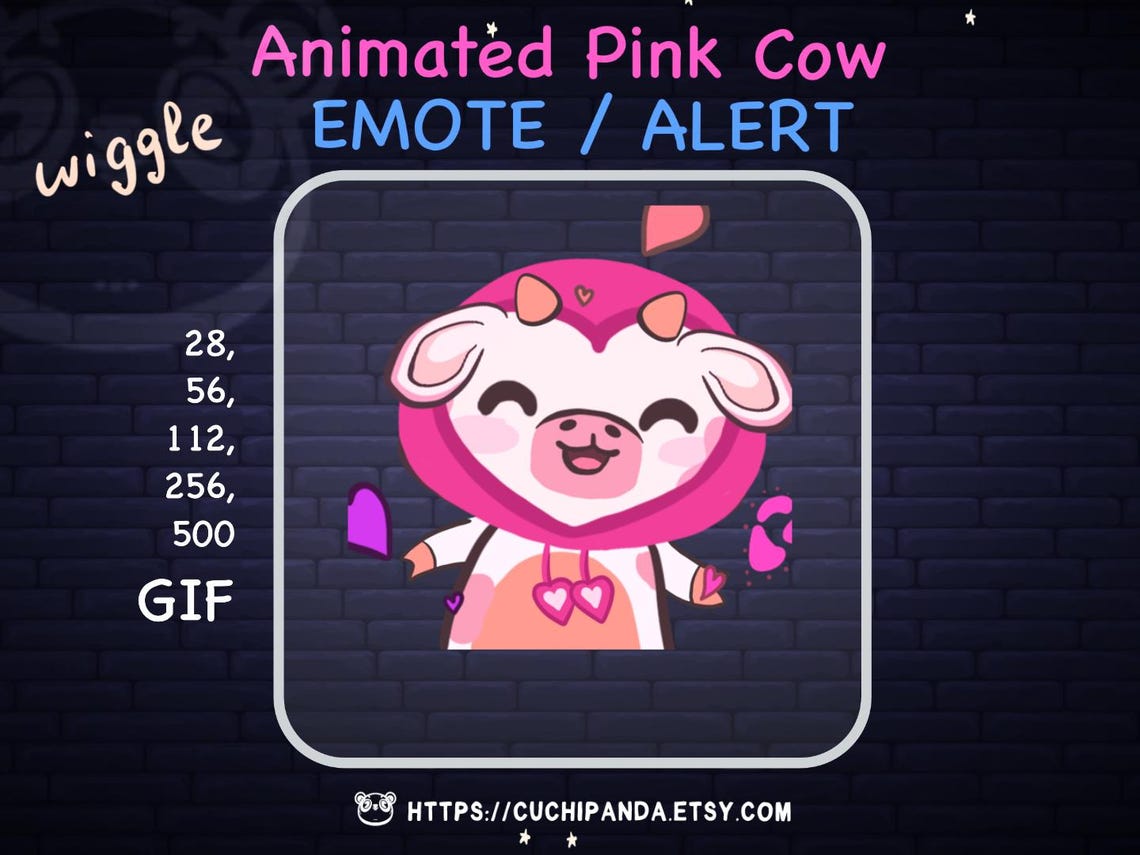 Pink Cow Animated Emote: Wiggle Alert (digital Download) - Etsy