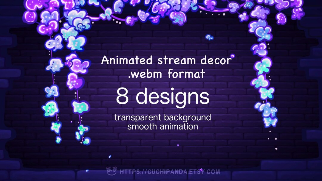 Violet Greenery Twitch Animated Decor, Wisteria Leaves Stream ...
