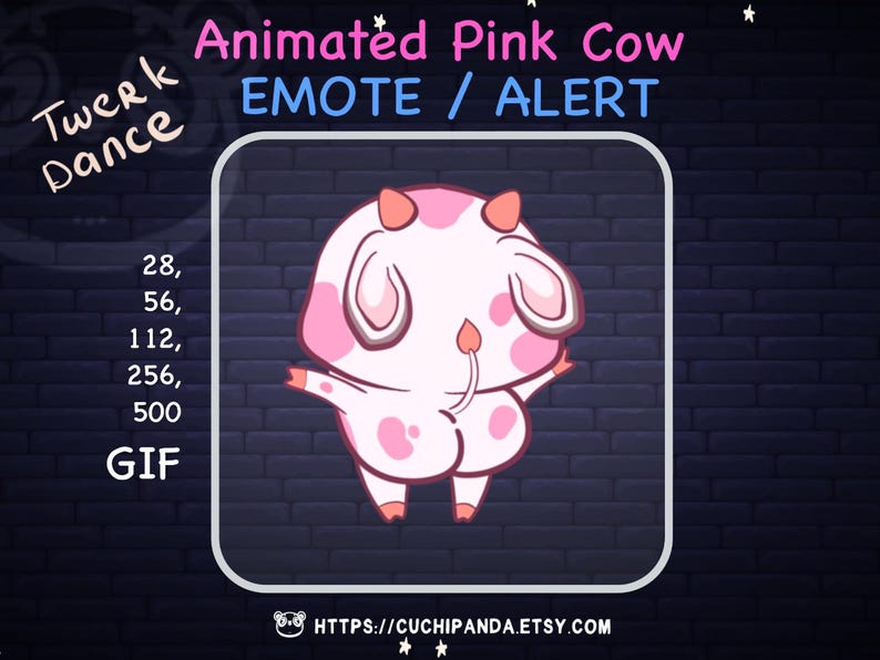 Pink Cow Emote, Twerk Alert, Animated Dance Emote - Etsy