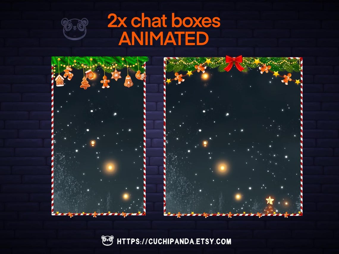 Christmas Chatbox Animated, Twitch Overlay, Xmas Stream Design ...