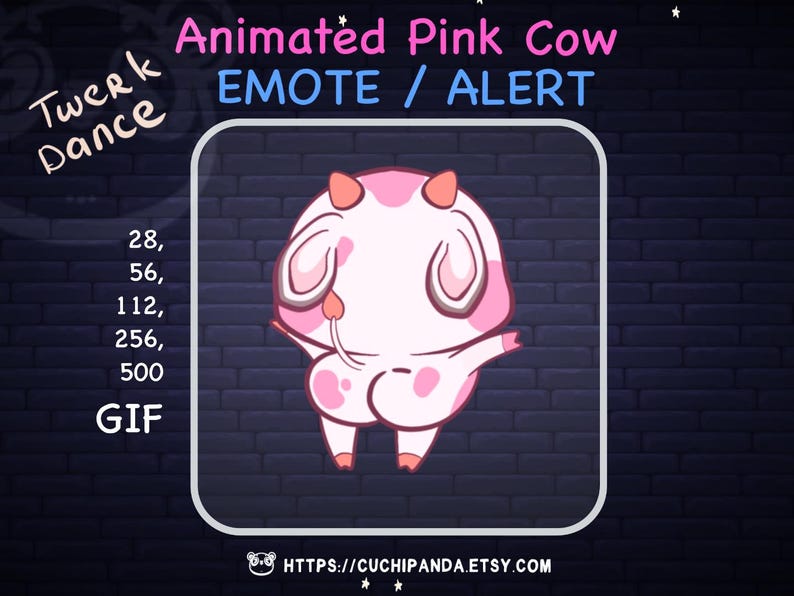 Pink Cow Emote, Twerk Alert, Animated Dance Emote - Etsy