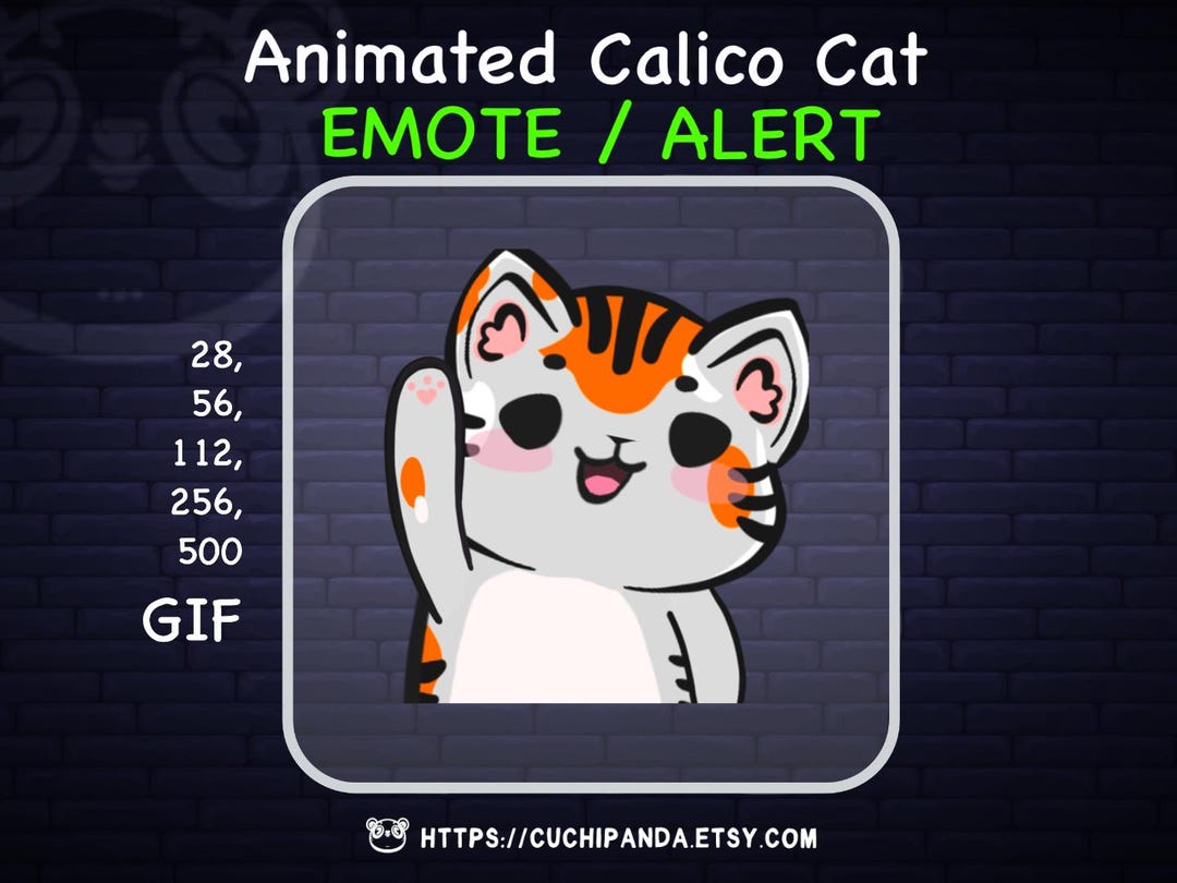 Calico Cat Emote, Hello Animated Emote, Cat Alert, Twitch, Hi Emote - Etsy