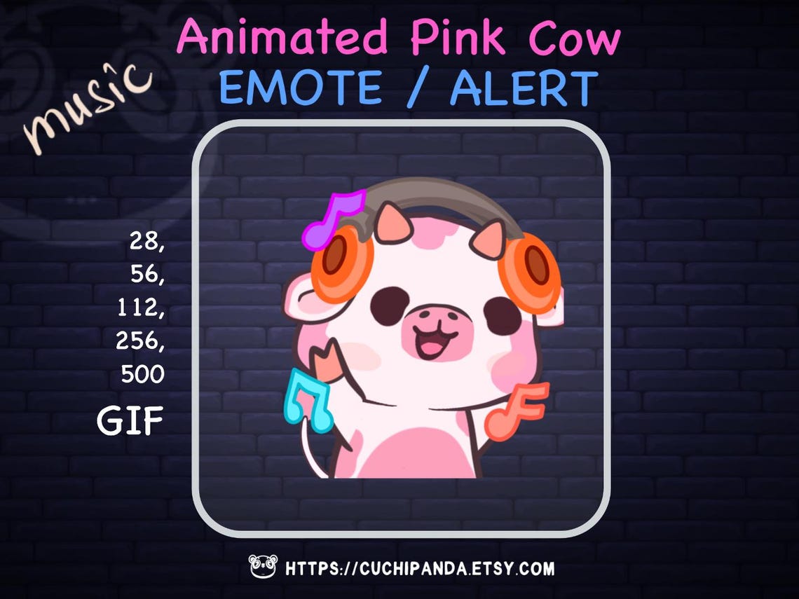 Pink Cow Animated Emote: Music Twitch Alert (digital Download) - Etsy