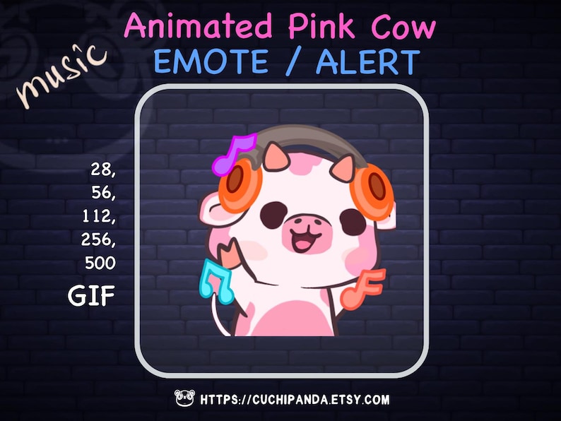 Pink Cow Animated Emote: Music Twitch Alert (digital Download) - Etsy