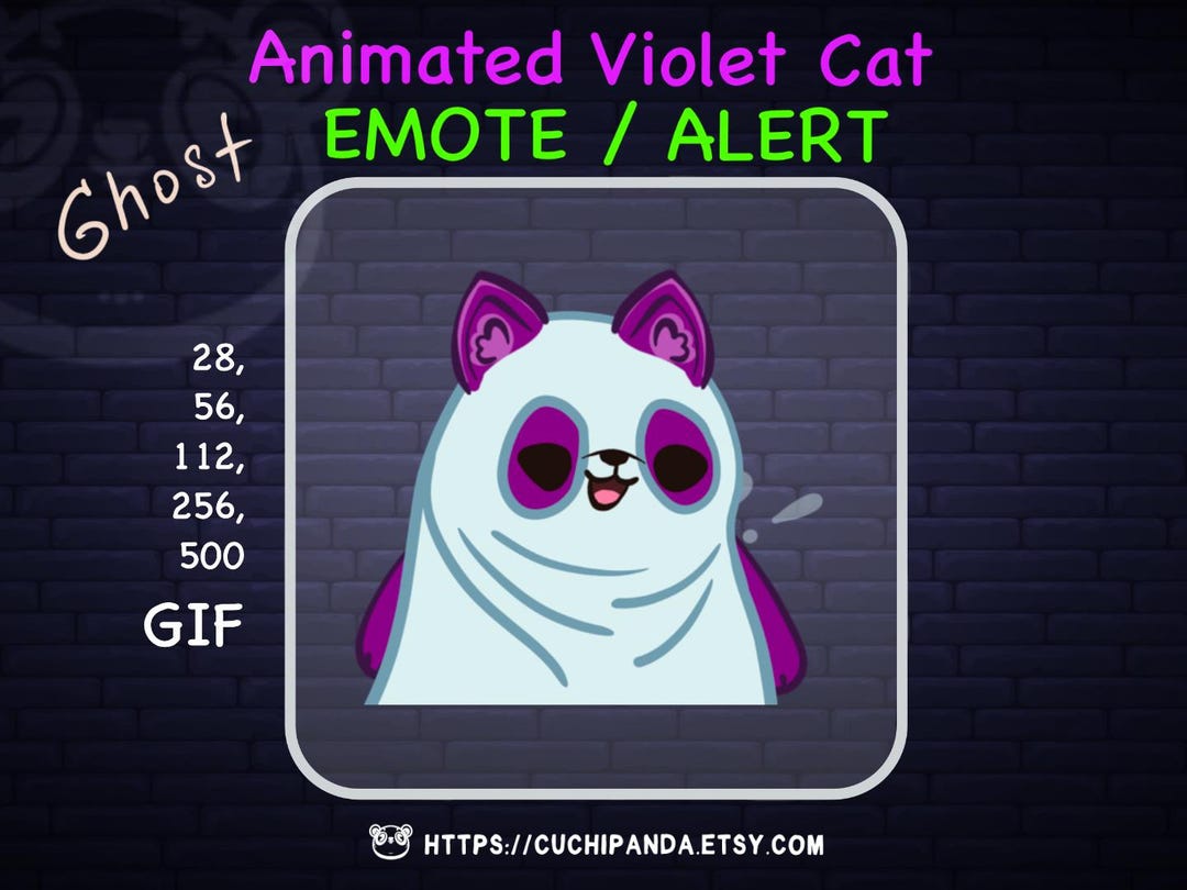 Animated Emote, Ghost Alert, Violet Cat Emote, Halloween - Etsy
