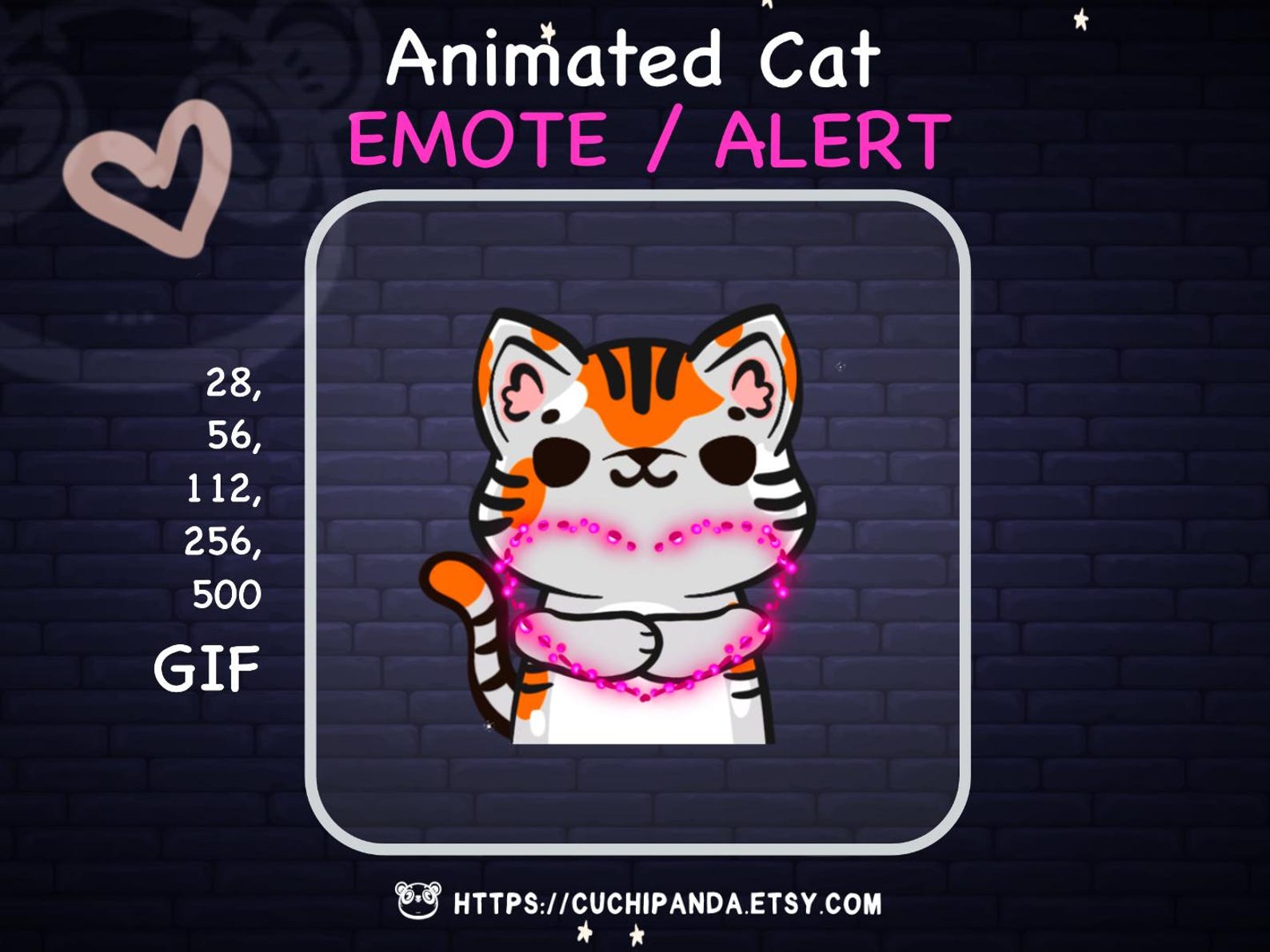 Animated Calico Cat Emote: Heart Alert (digital Download) - Etsy