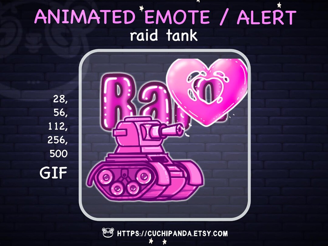 Raid Pink Tank , Animated Emote, Alert, Twitch, Stream - Etsy