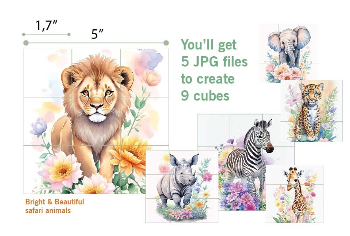 Cube Puzzle Animals Educational Activity Children's Paper DIY Template ...