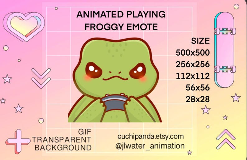 Animated Frog Emote, Playing, Gaming, Gamepad, Kawaii for Twitch ...