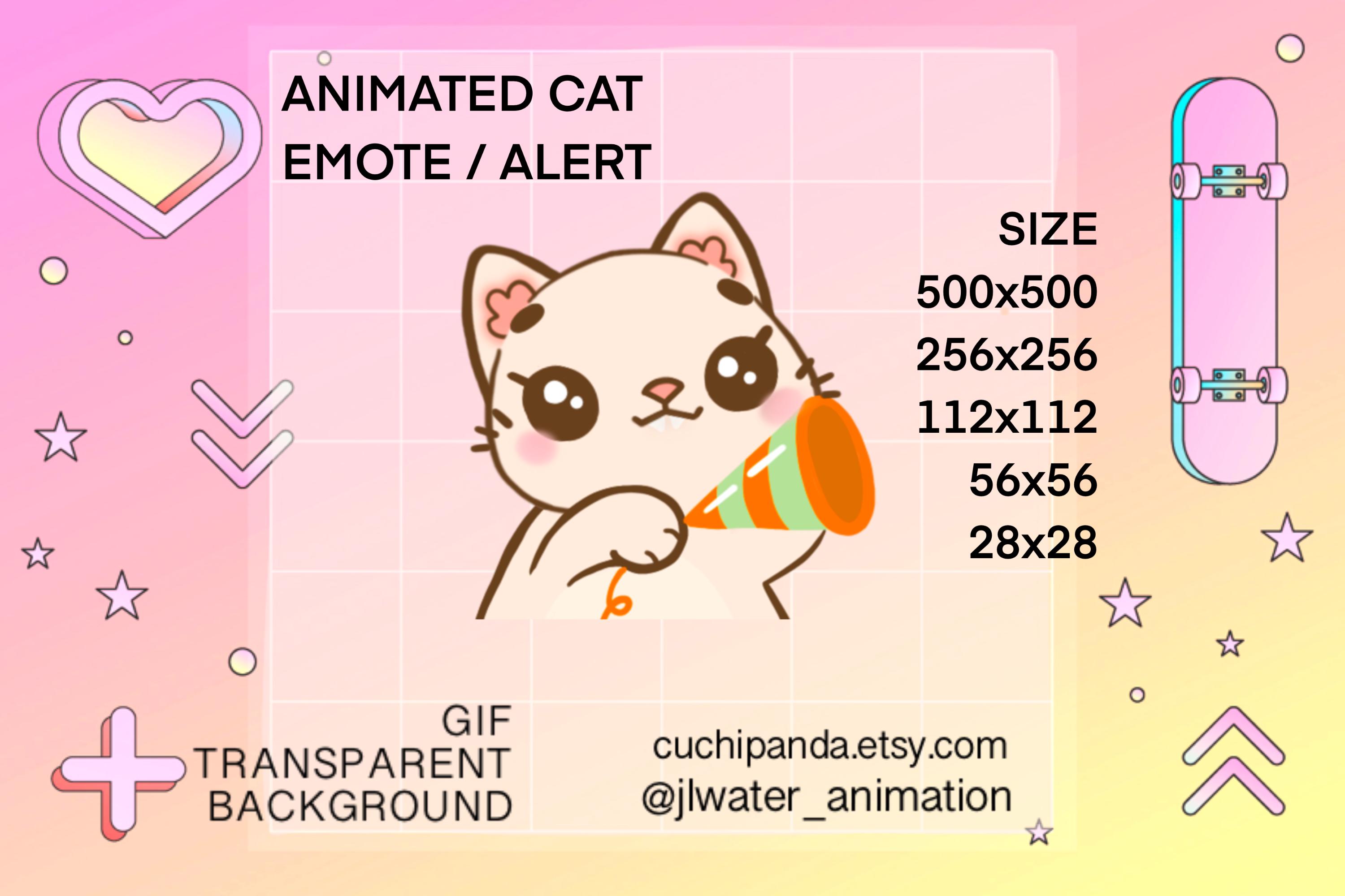 Animated Cat Emote, Alert, Party Firecracker Confetti, Kawaii for ...