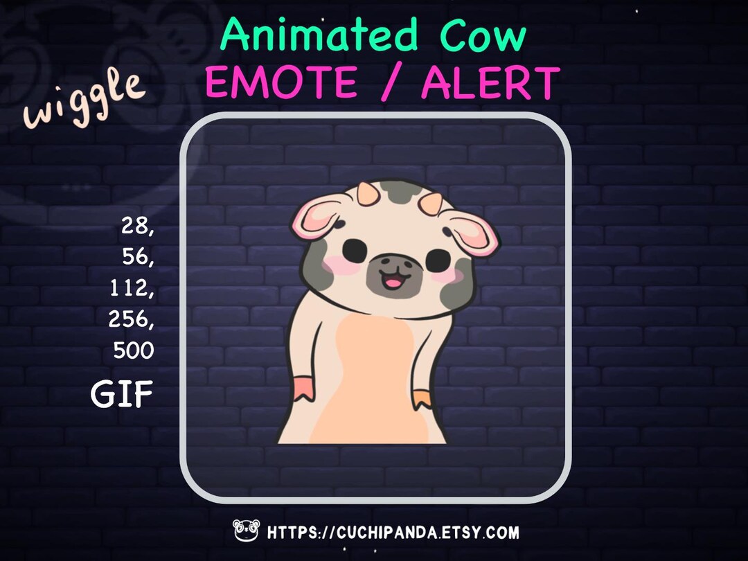 Animated Cow Emote, Wiggle Emote, Twitch Alert, Gray Cow - Etsy