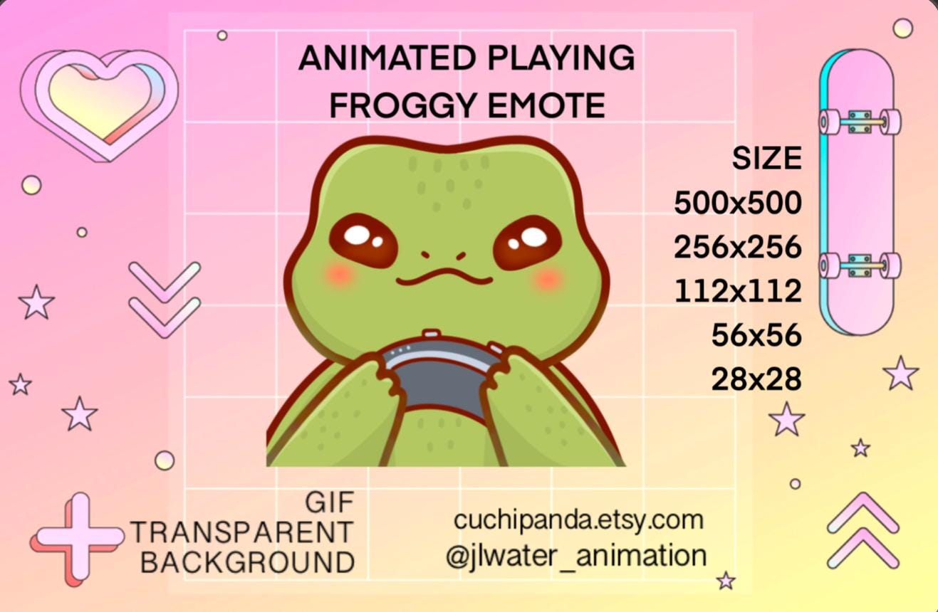Animated Frog Emote, Playing, Gaming, Gamepad, Kawaii for Twitch ...