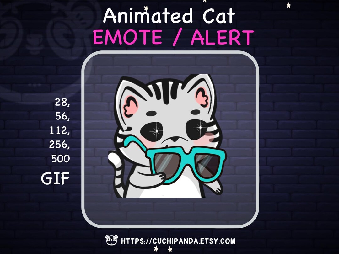Animated Cat Emote, Cat Alert, Cool Glasses Emote - Etsy
