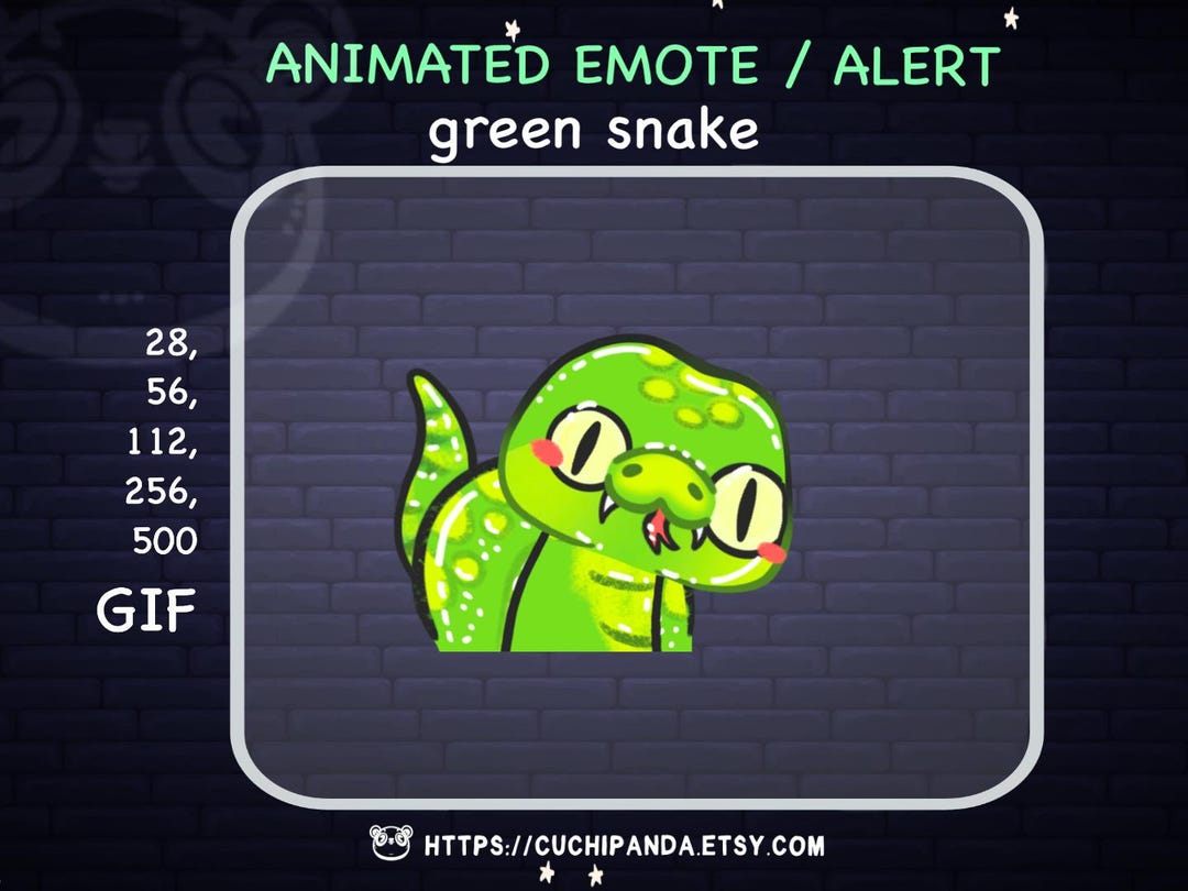 Twitch Animated Alert, Snake Head Bang Stream Emote Kawaii , Green ...