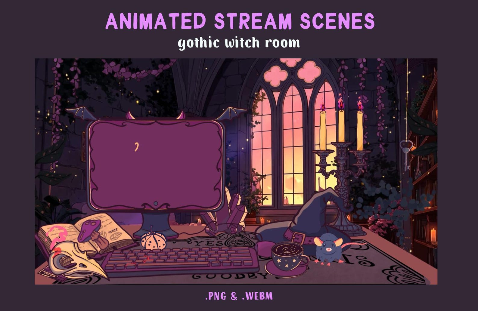 Animated Gothic Witch Stream Screens: Halloween Fantasy Castle (webm ...