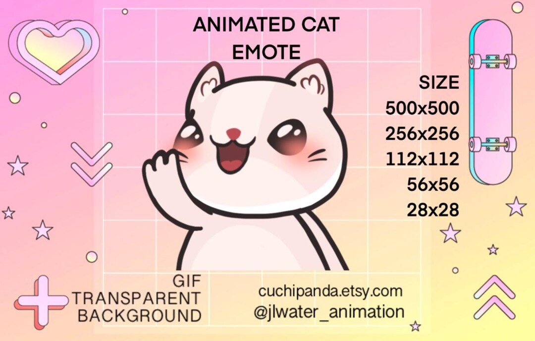 Animated Cat Emote, Waving Hand, Hi, Hello Kawaii for Twitch, Discord ...