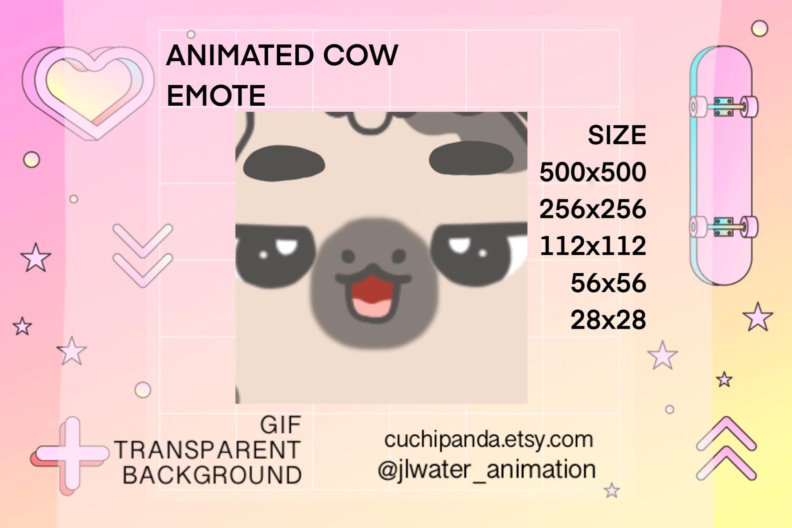 Animated Cow Emote, Alert, Smirk Emote, Eyebrows, Funny Kawaii for ...