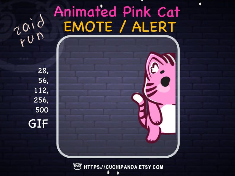 Animated Pink Cat Emote: Twitch Raid Alert (digital Download) - Etsy
