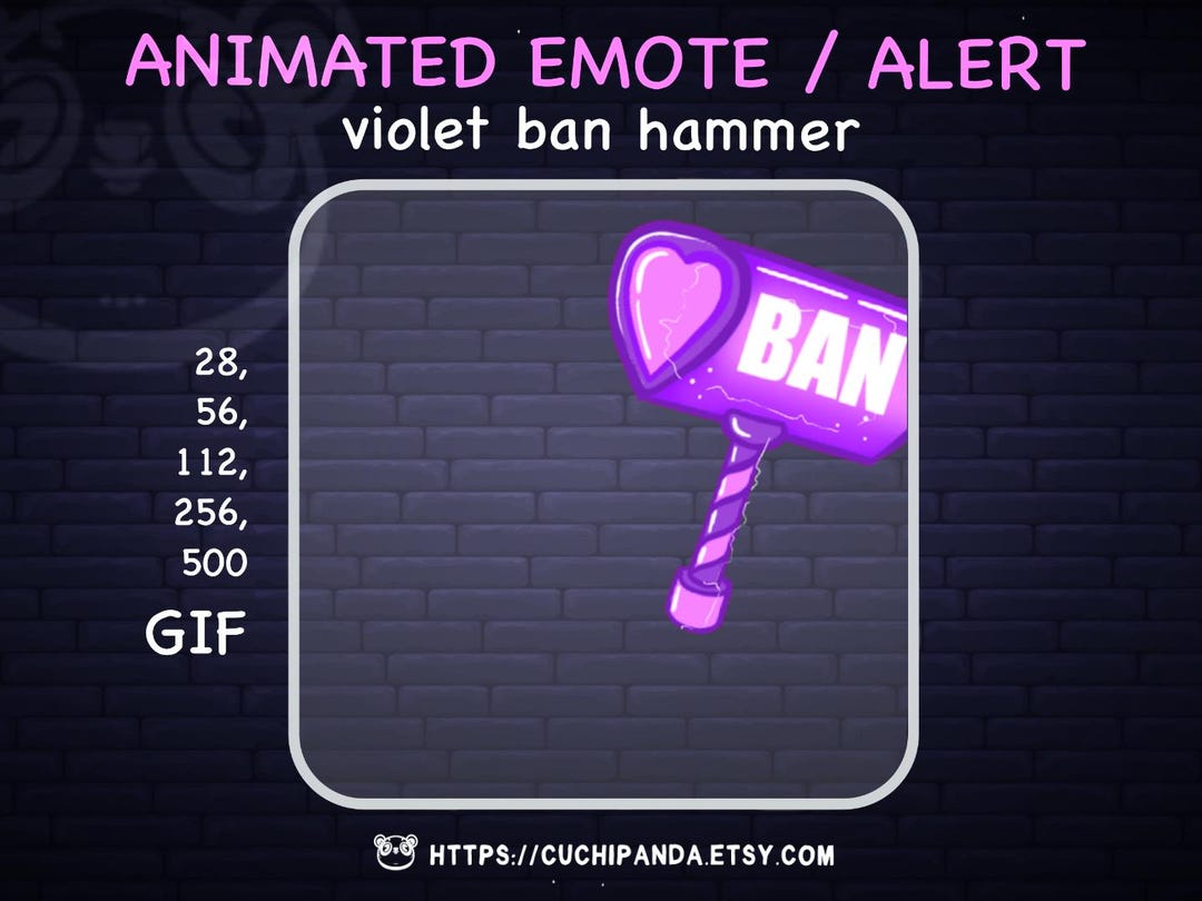Animated Ban Emote, Violet Hammer Ban Alert, Twitch, Stream - Etsy