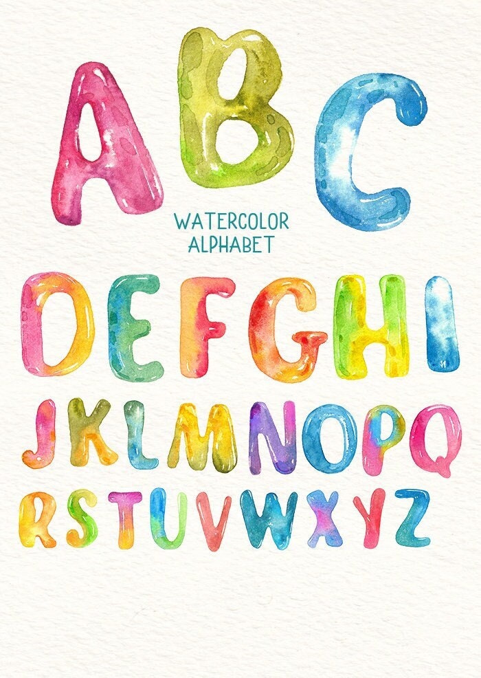 ABC Educational Alphabet Clipart Flowers Letters Watercolor Classroom ...