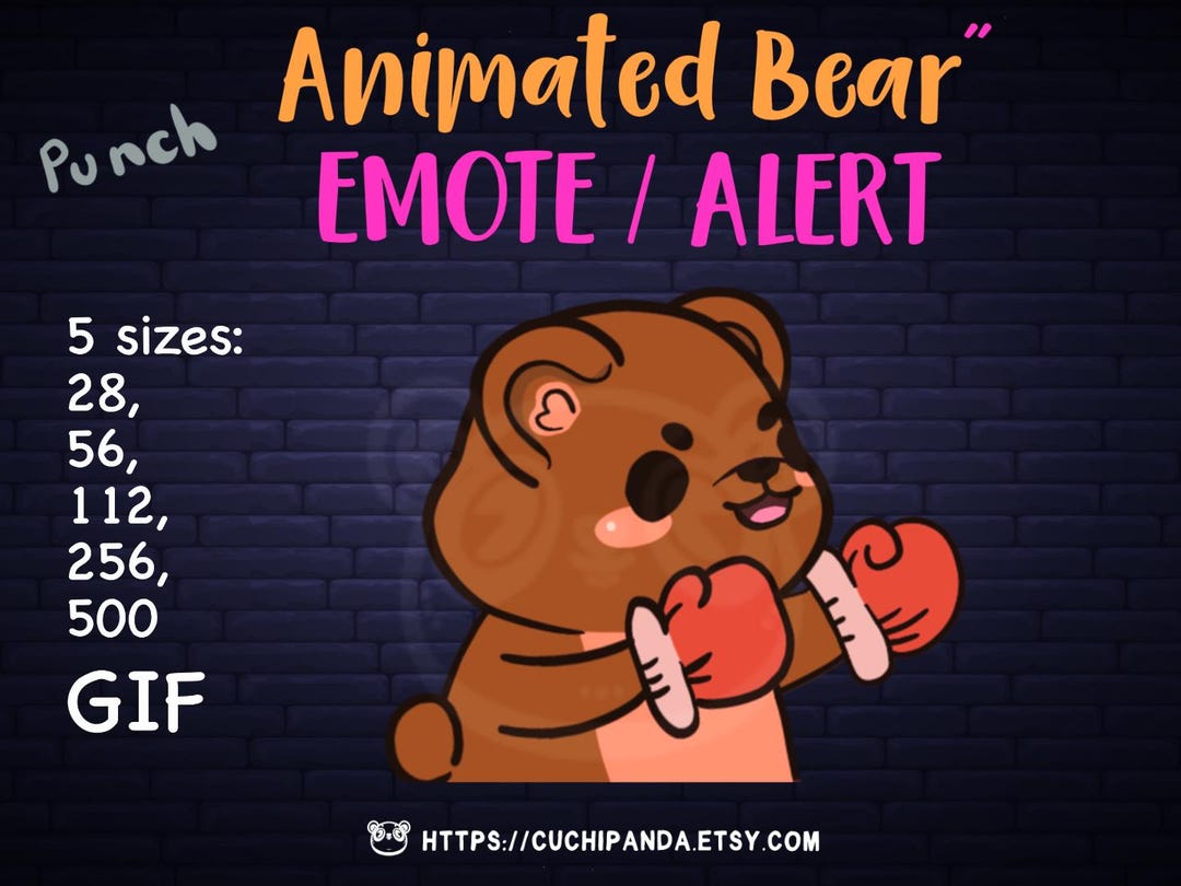 Animated Punch Bear Emote, Punching, Kawaii for Twitch, Discord ...