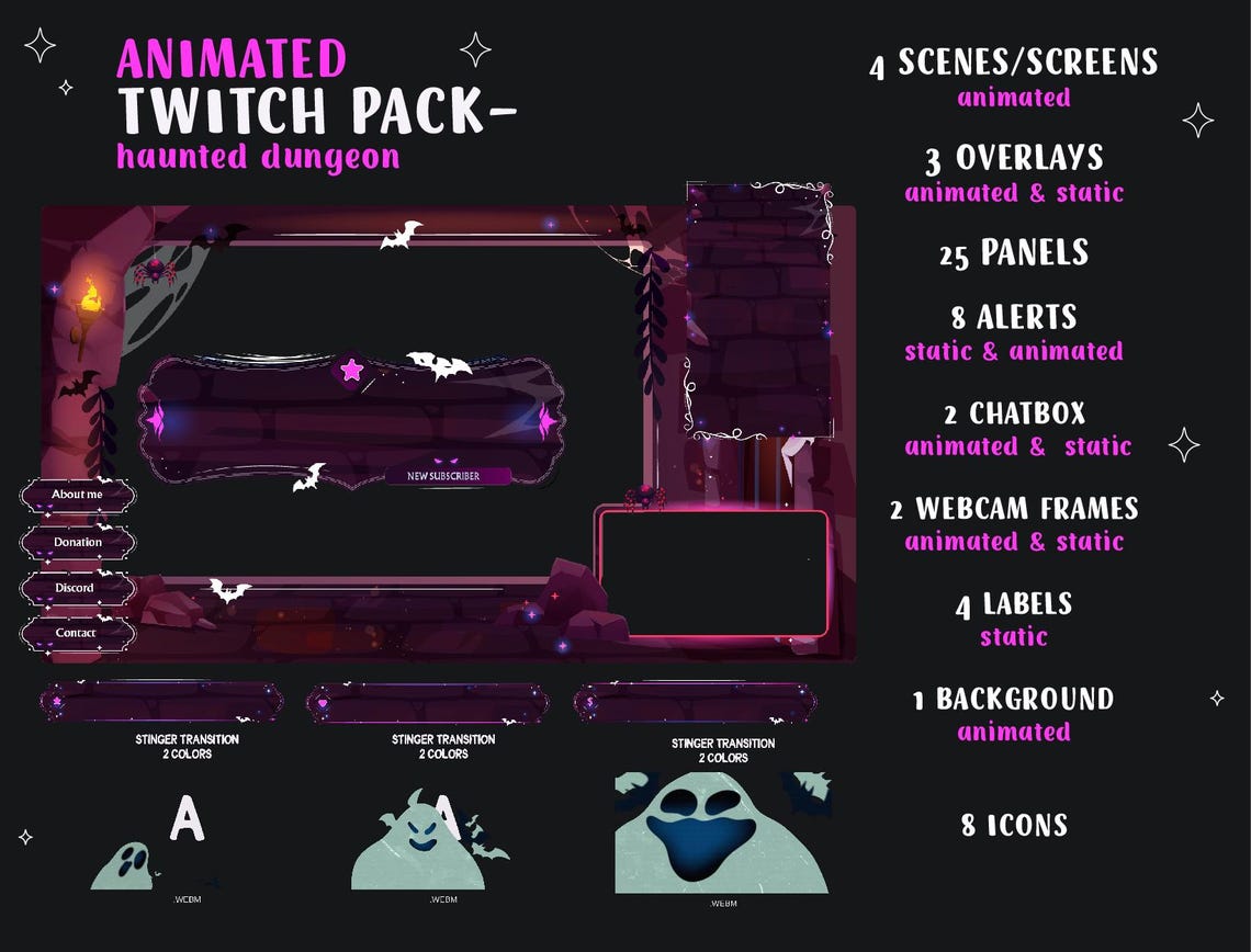 Animated Dungeon Stream Package: Spooky Halloween Twitch Overlay - Etsy