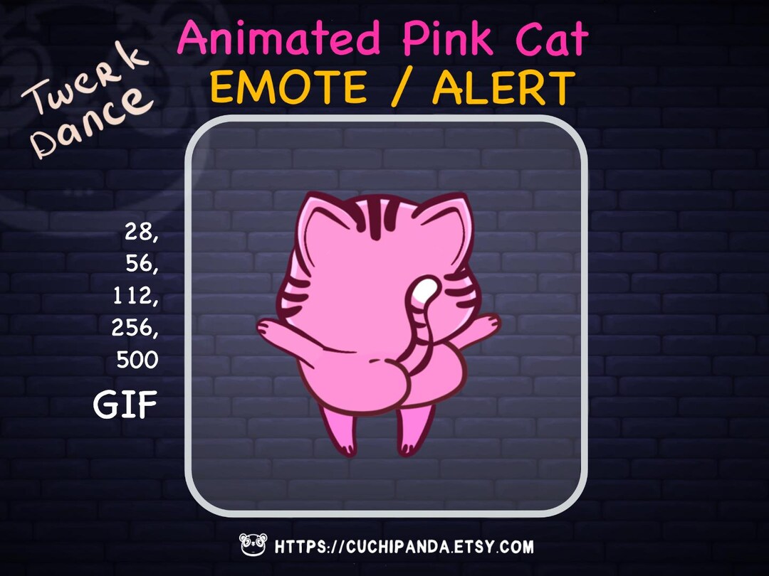 Animated Pink Cat Emote, Cat Alert, Twerk Dance Twitch Alert , Stream ...