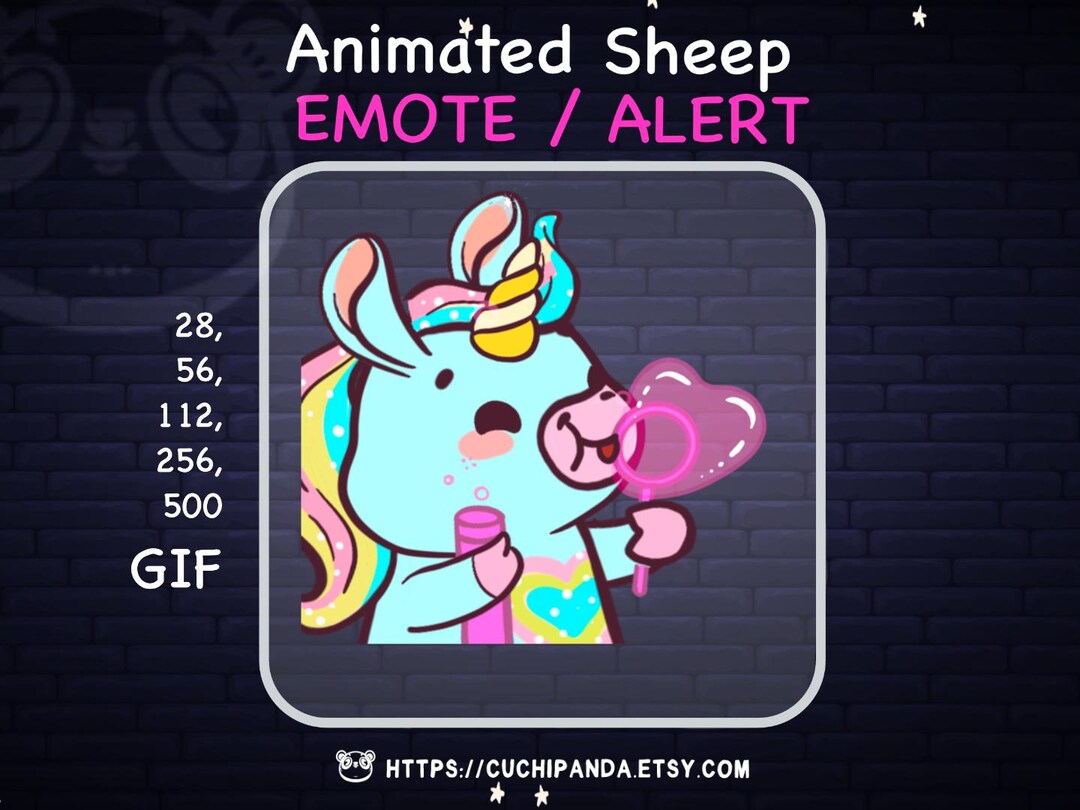 Unicorn Animated Emote, Blue Unicorn Alert, Soap Bubble Emote - Etsy