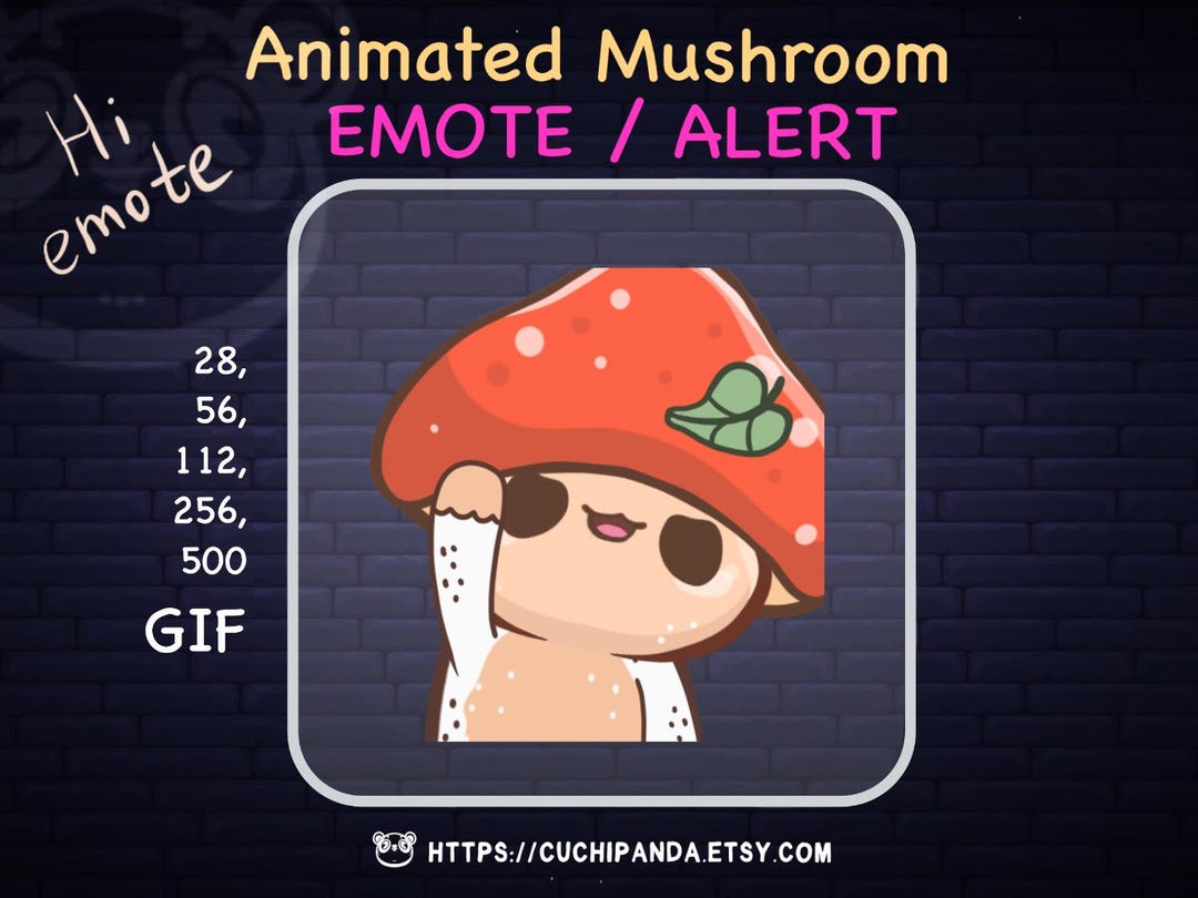 Mushroom Emote, Hello Animated Alert, Twitch, Hi Emote - Etsy