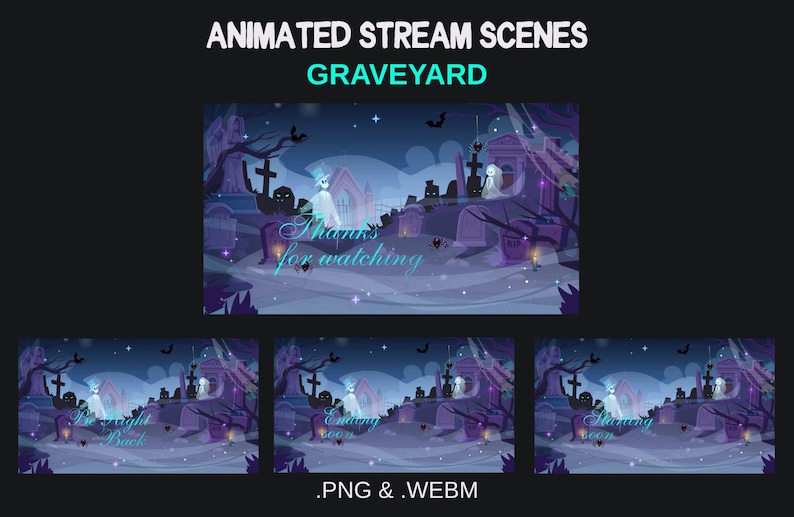 Animated Graveyard Vtuber Stream Screens – Halloween Twitch Overlay - Etsy