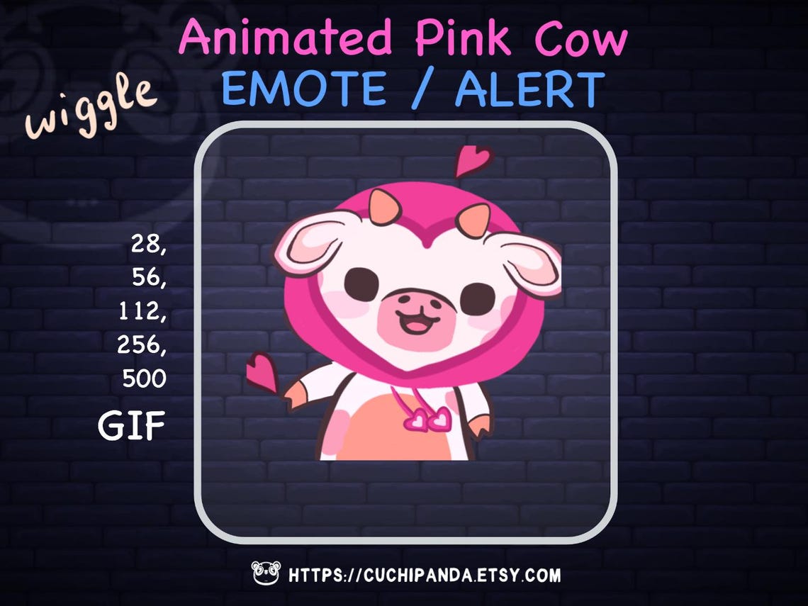 Pink Cow Animated Emote: Wiggle Alert (digital Download) - Etsy