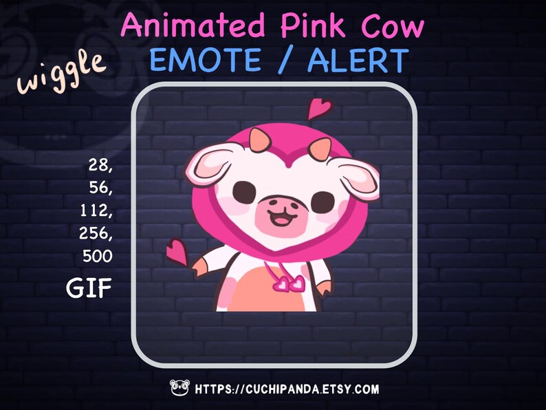 Pink Cow Animated Emote: Wiggle Alert (digital Download) - Etsy