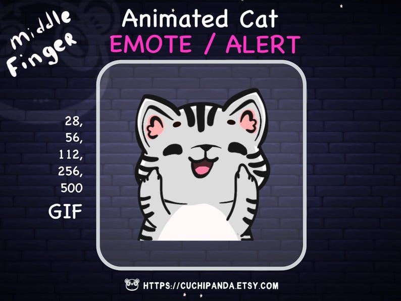 Animated Cat Emote, Middle Finger, Cat Alert - Etsy