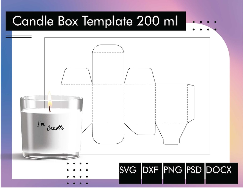Candle Box Template SVG, PNG, Sublimation, 200 Ml, Ms Word, Dxf, A3 Sheet, Printable, Instant ...