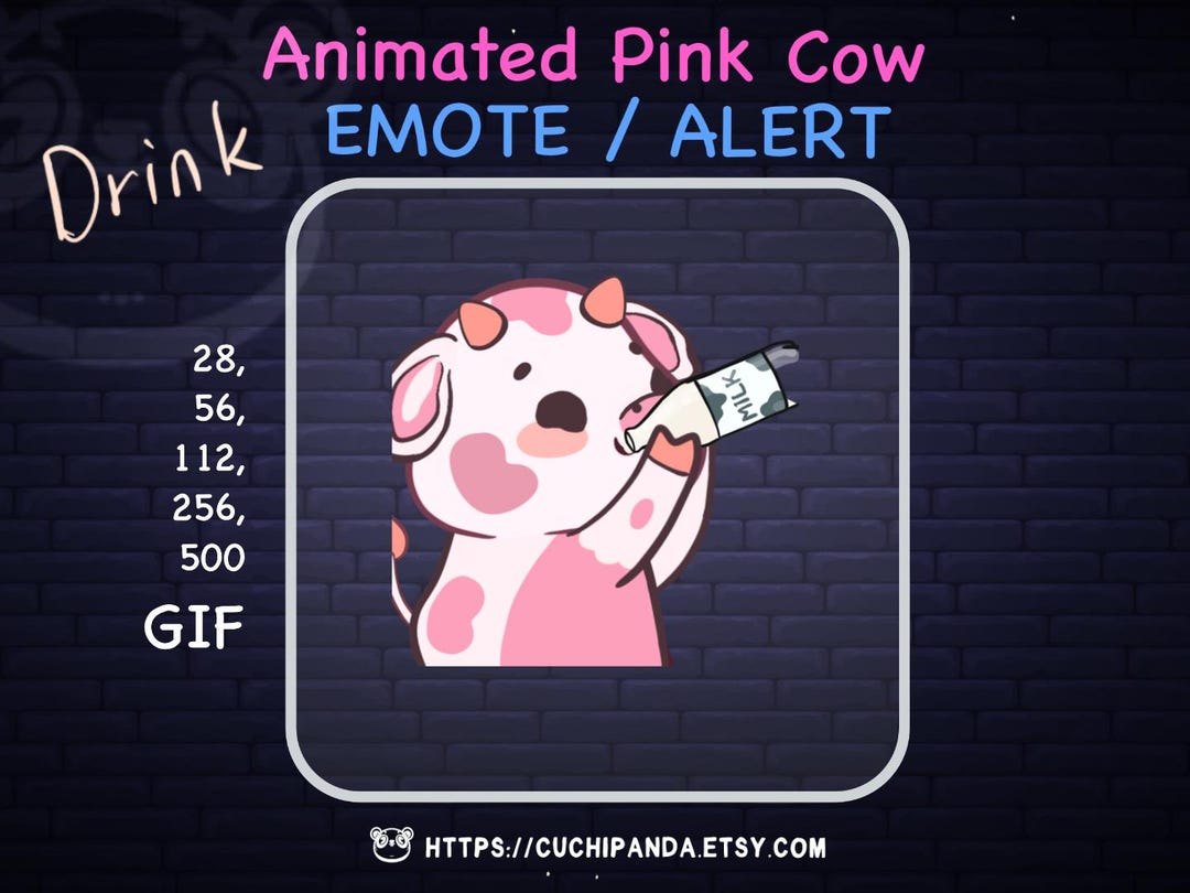 Pink Cow Animated Emote: Drink Milk Alert (digital Download) - Etsy